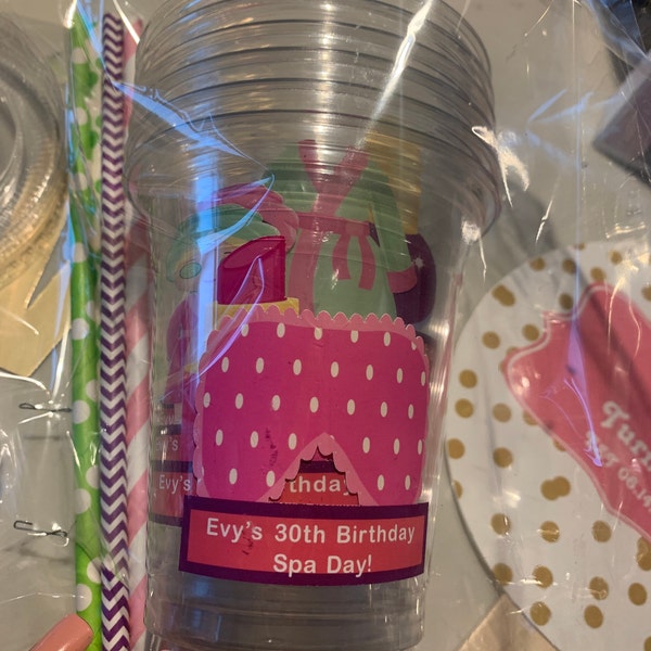 Personalized Spa/slumber Themed Party Cups - Etsy