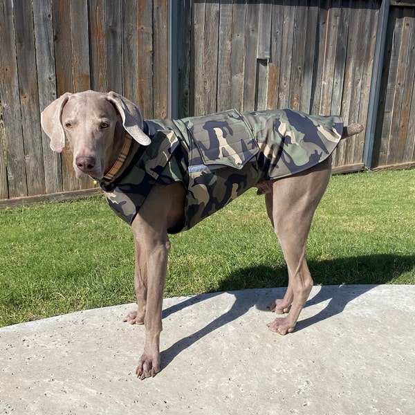 Weimaraner Softshell Dog Coat - Brown Winter Dog Coat - Custom Dog ...