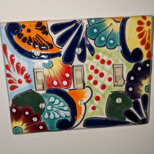 Mexican Talavera 3 Toggle Electrical Light Switch Cover Standard Size ...