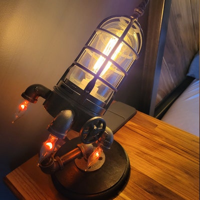 15 Rocket Ship Spaceship Steampunk Industrial Pipe Desk Lamp With 4 ...