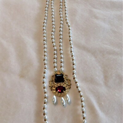 Queen Elizabeth I Historical Reproduction 2 Necklace Set Gold Brass ...