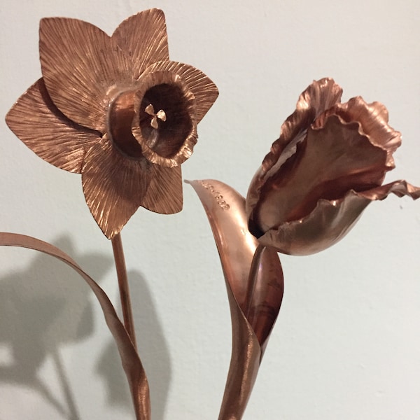 Copper Ruffled Tulip Parrot Tulip, Steampunk Copper Flower Copper ...