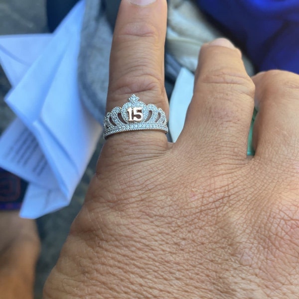 14K Gold 15 Anos Quinceanera Crown Ring/ Fifteen for Sweet 15 Birthday ...