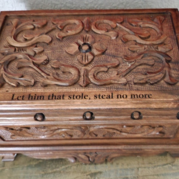 Wooden Puzzle Box, Secret Lock Box, Walnut Jewelry Box, Vintage Jewelry ...