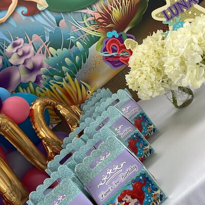 Princess Ariel Little Mermaid Birthday Personalized Gable Favor Goody ...