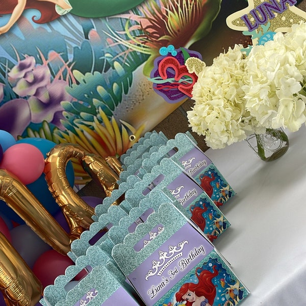 Princess Ariel Little Mermaid Birthday Personalized Gable Favor Goody ...