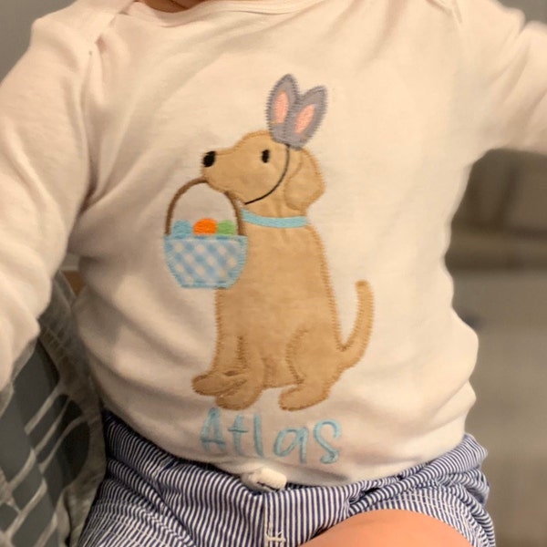 Personalized Boy Dog With Easter Basket Shirt, Personalized Easter ...