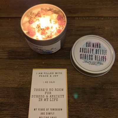 CALMING STRESS Relief & ANXIETY Candle. Scented Healing Crystal Candle ...