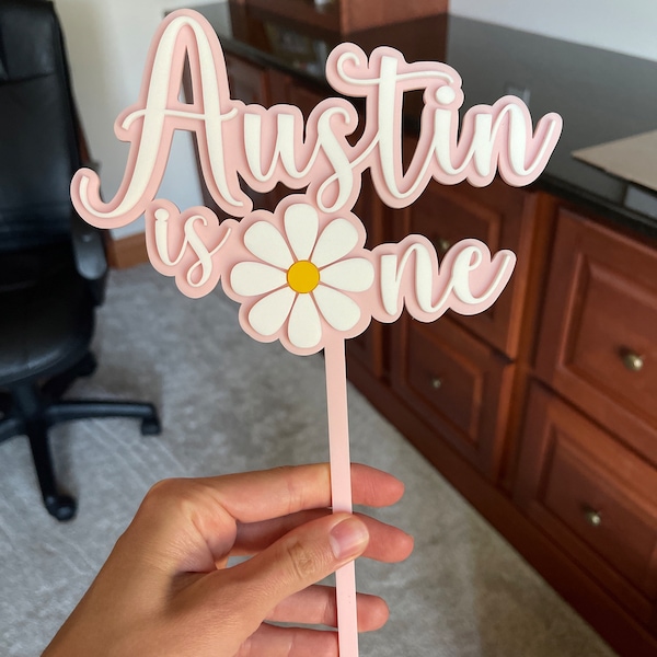 Personalised Daisy First Birthday Girl Custom Cake Topper in Double ...