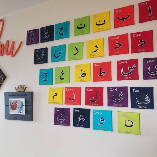 ISLAMIC ART: 'alif Baa Taa' Arabic Alphabet Canvas Set - Etsy