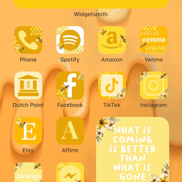 IOS14 App Icons, Yellow Aesthetic, App Covers, Yellow Icon Bundle ...