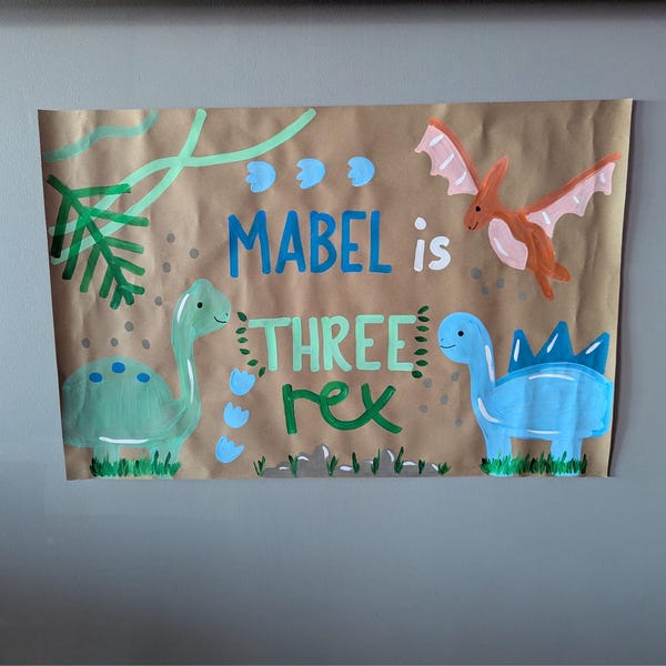 Hand Painted Dinosaur Birthday Banner - Etsy