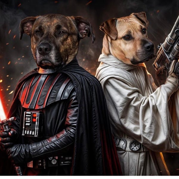 Custom Princess Leia & Darth Vader Dog Portrait | Star Wars Themed Pet ...