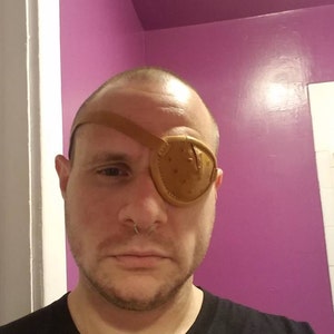 Brown, Ostrich Stamped Cow Hide Leather Eye Patch Classic Eyepatch for ...