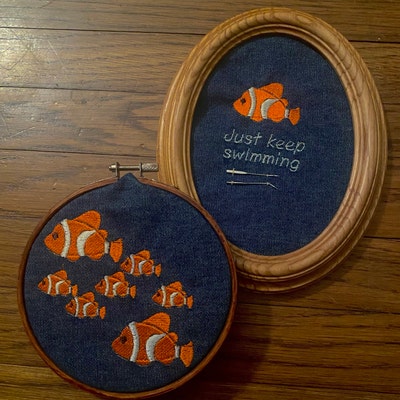 Mini Fish Embroidery Design, Small Fish Embroidery Designs, Clown Fish ...