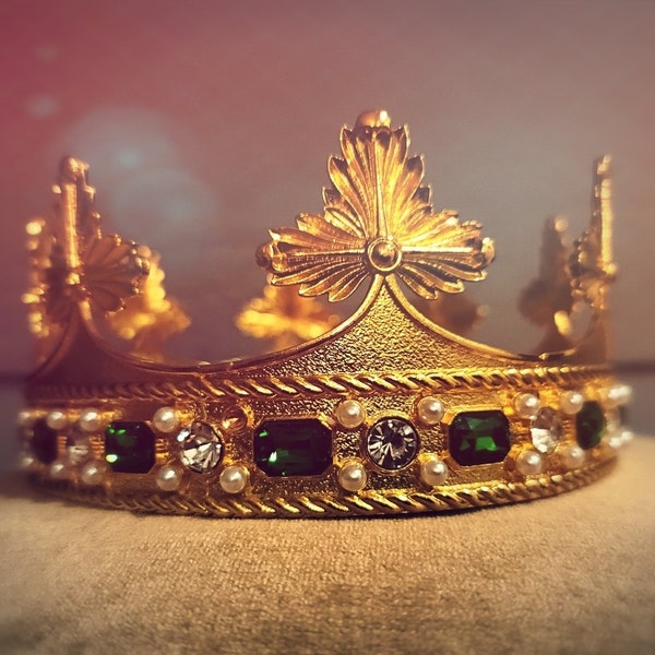Ducal Medieval Gold Coronet Metal King Queen Crown Pearls Gems ...
