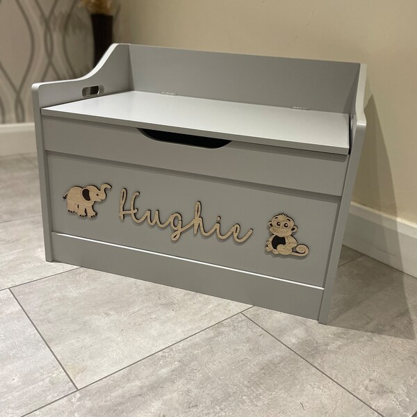 Personalised Toy Box - Soft Grey - Etsy UK