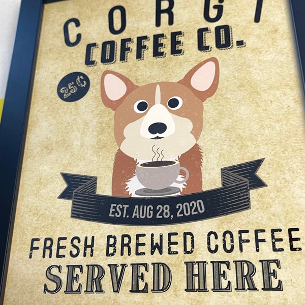 Coffee Wall Decor, Corgi Kitchen Art Print, Dog Coffee Wall Art, Coffee ...