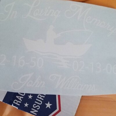 In Loving Memory Fisherman in Boat Vinyl Decal Name Dates Custom ...
