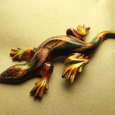 Lizard Necklace Copper Lizard Choker Reptile Jewelry Copper Gecko ...