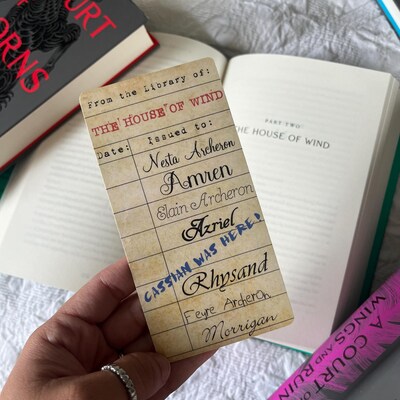 ACOTAR House of Wind Library Card Bookmark A Court of Thorns and Roses ...