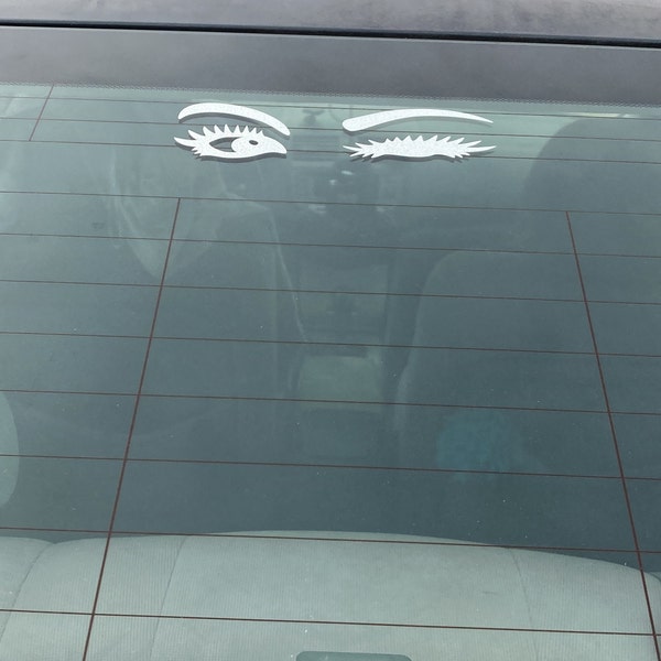 Winking Eyes Decal, Eye Lashes Wink Car Window Sticker, Woman Eyelashes ...