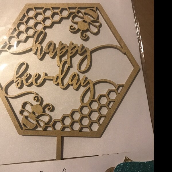 Happy Bee-day Cake Topper, Bee Day Cake Topper, Bee Themed Birthday ...