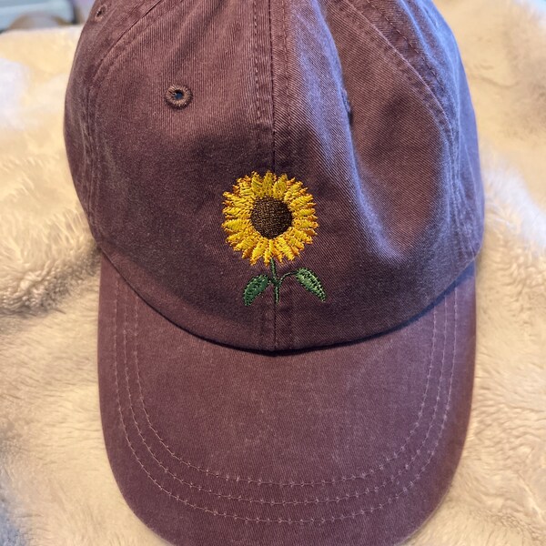 SUNFLOWER Hat - One Embroidered Women Men Fall Garden Baseball Cap - 24 ...