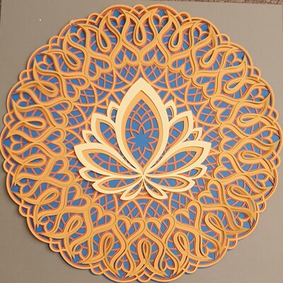 Lotus Mandala Lotos 3D Mandala SVG ,DFX Multilayer Cutting Files for ...