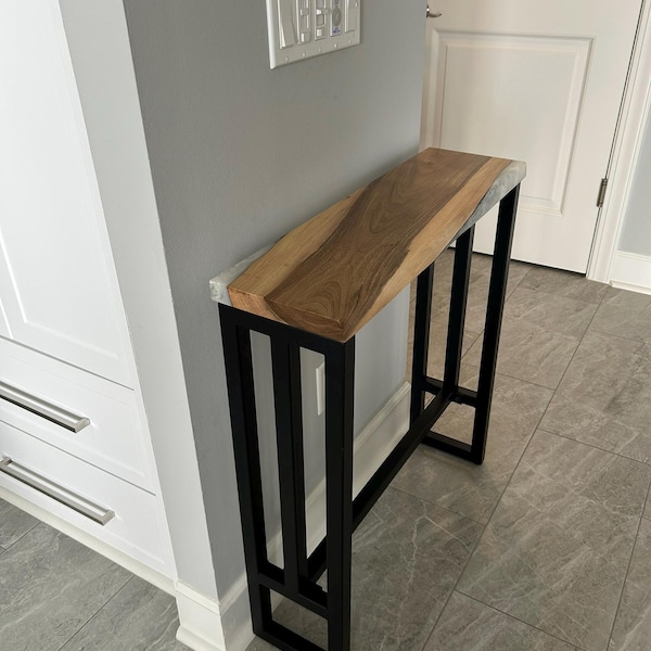 Narrow Console Table – Handmade Walnut Console Table – Epoxy Resin ...