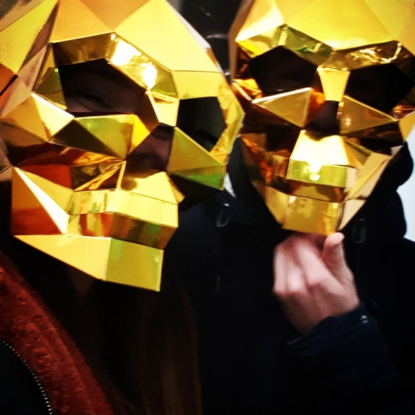 DIY Skull Mask, Low Poly Paper Craft Template, Printable Skull Mask ...