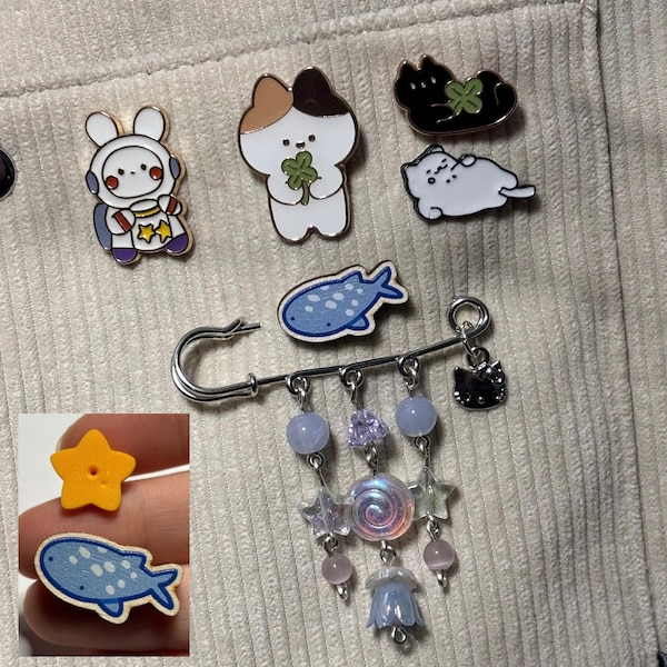 Cartoon Animal Wooden Pins | Cute Creature Badges Gift Set - Etsy