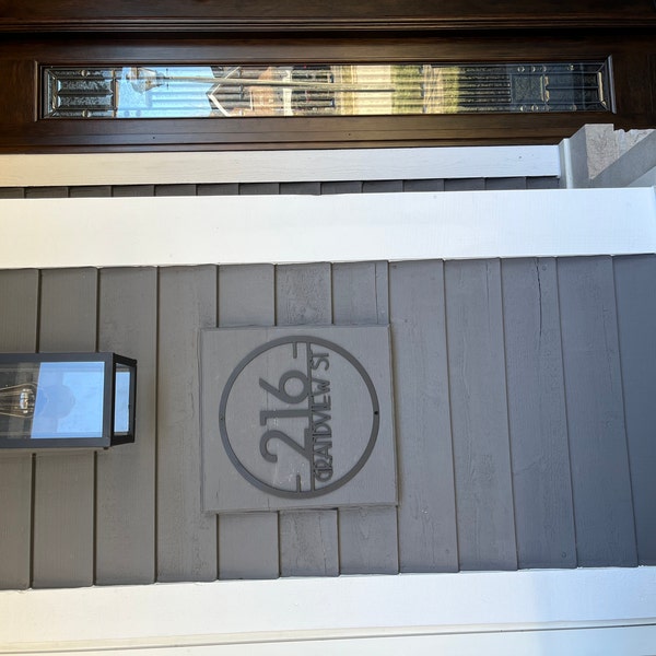 Metal Round Mid Century Modern Address Sign | Retro Style House Number ...