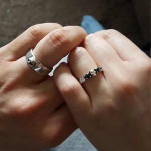 Skull Wedding Ring HELICE Black Diamond Sterling Engagement Ring, Goth ...