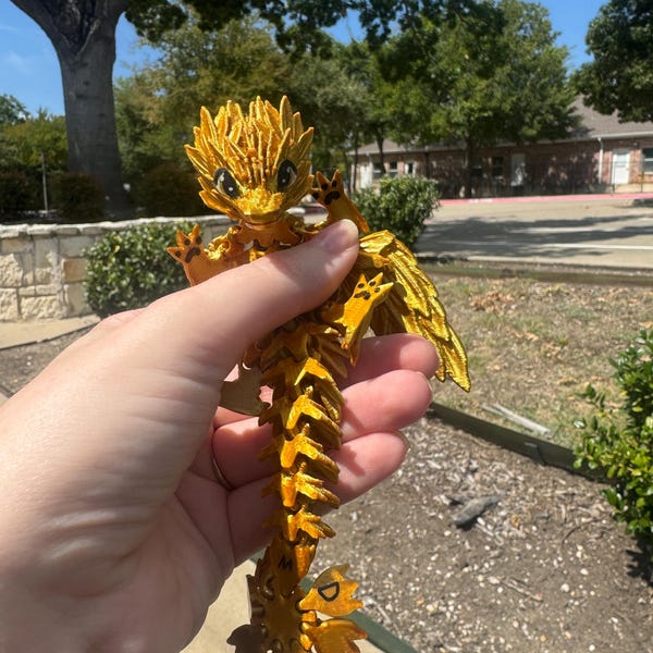 3D Printed Articulated Dragon, Baby Hollow/skull/goth/emo/pirate Fidget ...