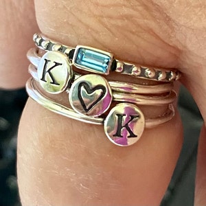 Stackable Gold Rings Gold Stack Ring Set 2 Birthstone | Etsy