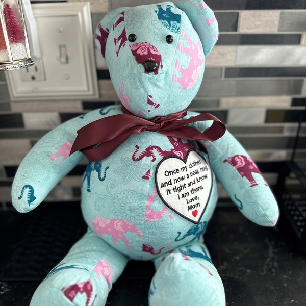 Custom Memory Bear Made From Your Loved One's Clothing - Personalized Keepsake for Remembrance ...