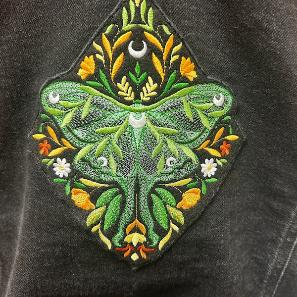 Lunar Moth in Fall Foliage Diamond With Border AND Coordinating ...