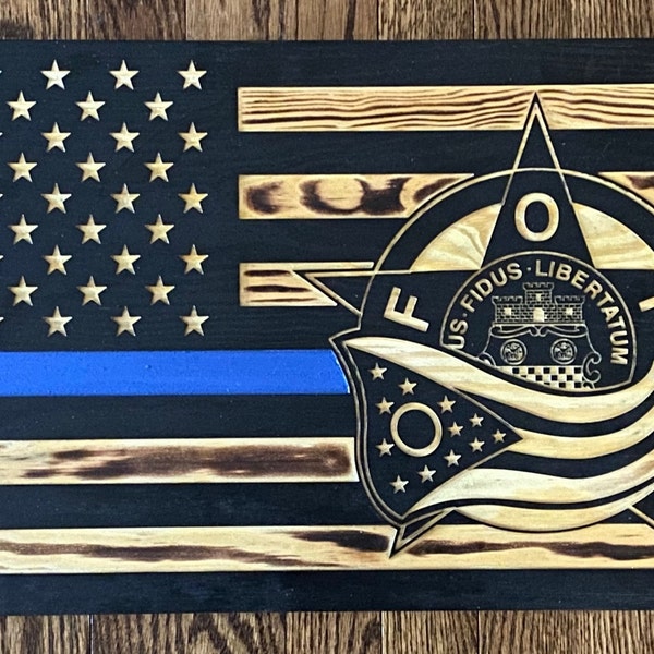 Thin Blue Line Wooden Flag, Police Badge Flag, Wooden Signs, Custom ...