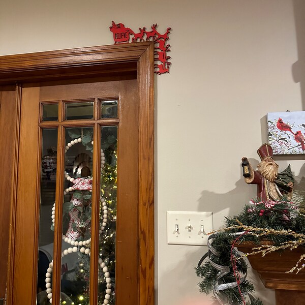 Christmas Santa Door Corner Sign, Santa's Sleigh and Reindeer Christmas ...