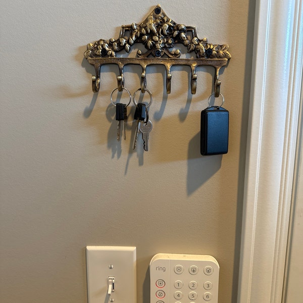 Antique Brass Victorian Floral Brass Hooks / Vintage Wall Hooks Hangers/ Boho Coat Hooks / Keys ...