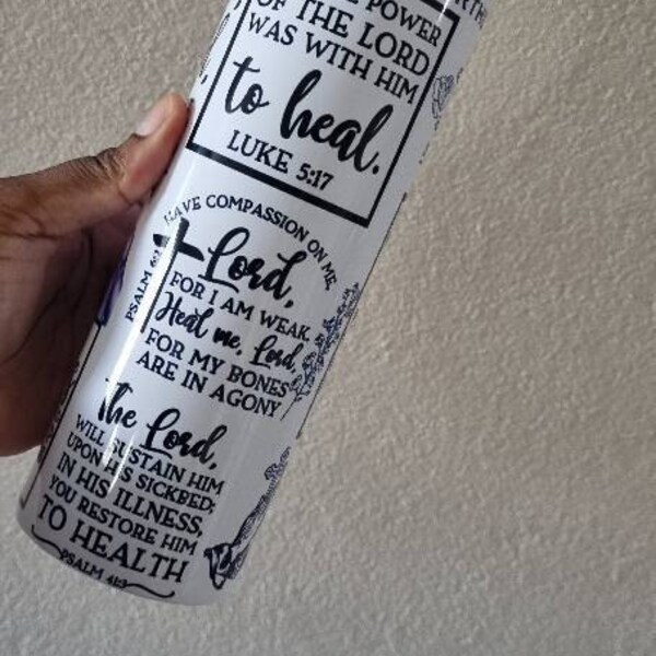 Healing Bible Verse Affirmations Sublimation Design, 20oz Skinny ...