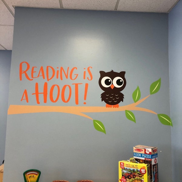 Reading is a Hoot Decal | Children Wall Art Vinyl | Teacher or Library ...