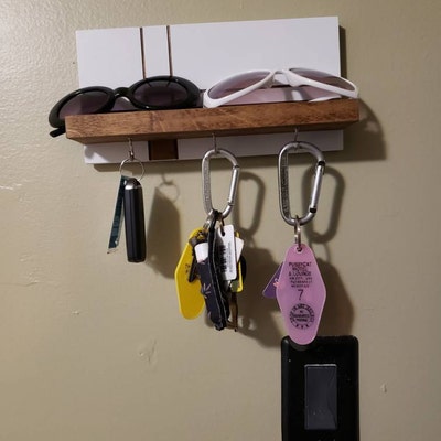 Custom 10 Key Holder for Wall With 3 Hooks Mid Century Modern Shelf - Etsy