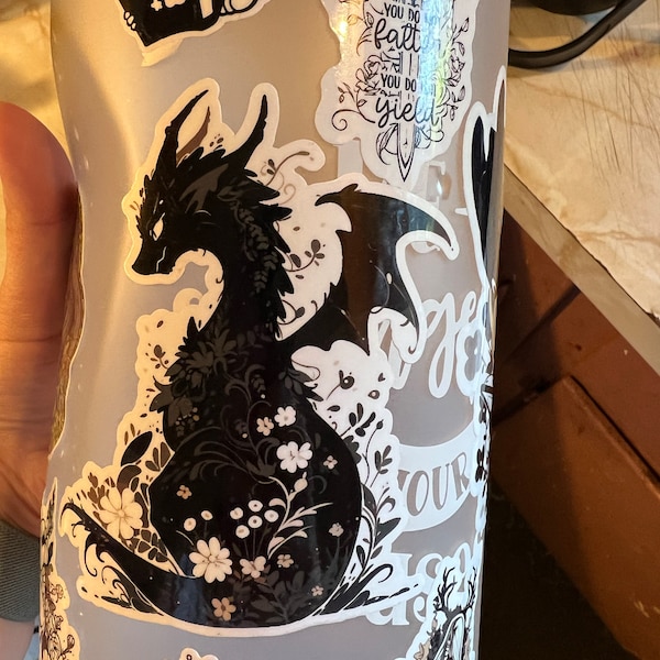Floral Dragon Sticker: Fantasy Art, Weatherproof Vinyl - Etsy