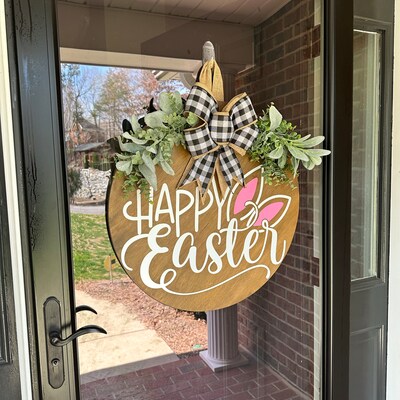 Happy Easter Door Hanger Easter Door Hanger Easter Wreath Front Door ...