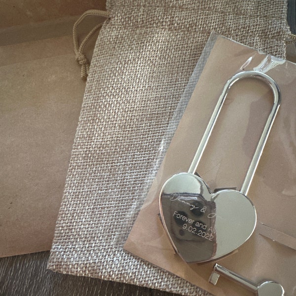 Engraved Heart Love Lock With Key - Travel Bridge Love Locks for ...