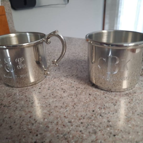 Personalized Silver Baby Cup- Initial Cup- Monogram- Baby Gift ...