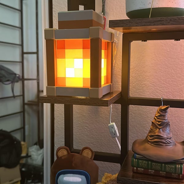 Pixelated Night Light Lantern - Night Lamp Birthday Gift - Kids Bedroom ...