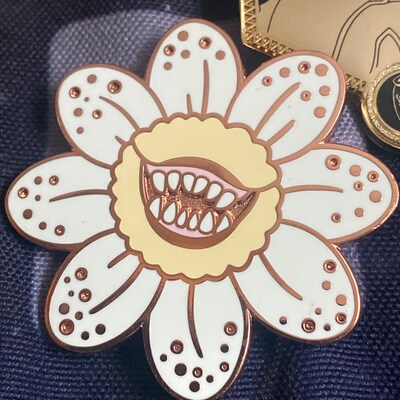 Daisy Enamel Pin, Flower Badge, Hard Enamel Pin, Spooky Pin, Creepy Pin ...